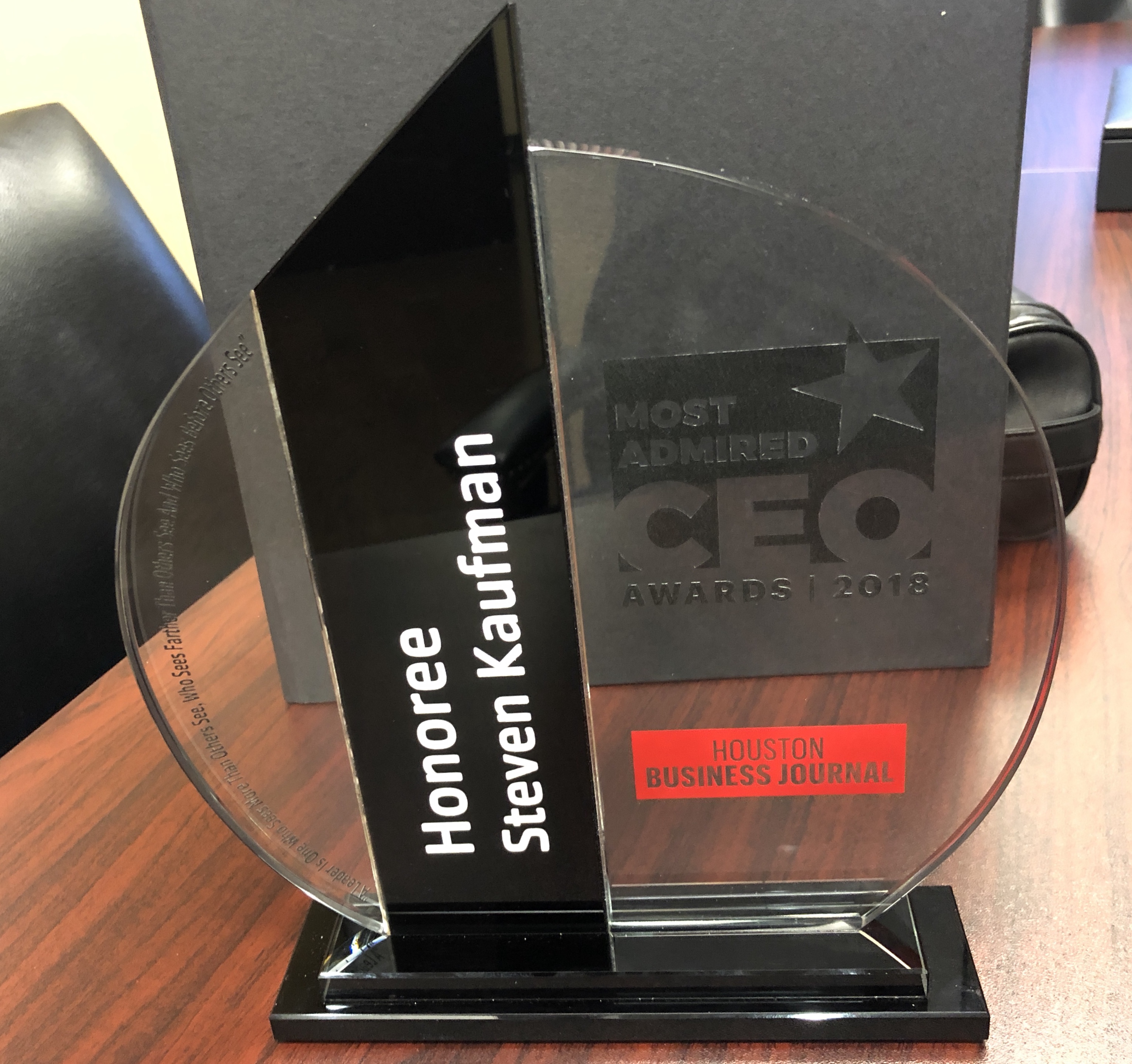 "MOST ADMIRED CEO" AWARDS - THE STEVEN KAUFMAN VENTURES & ADVENTURES